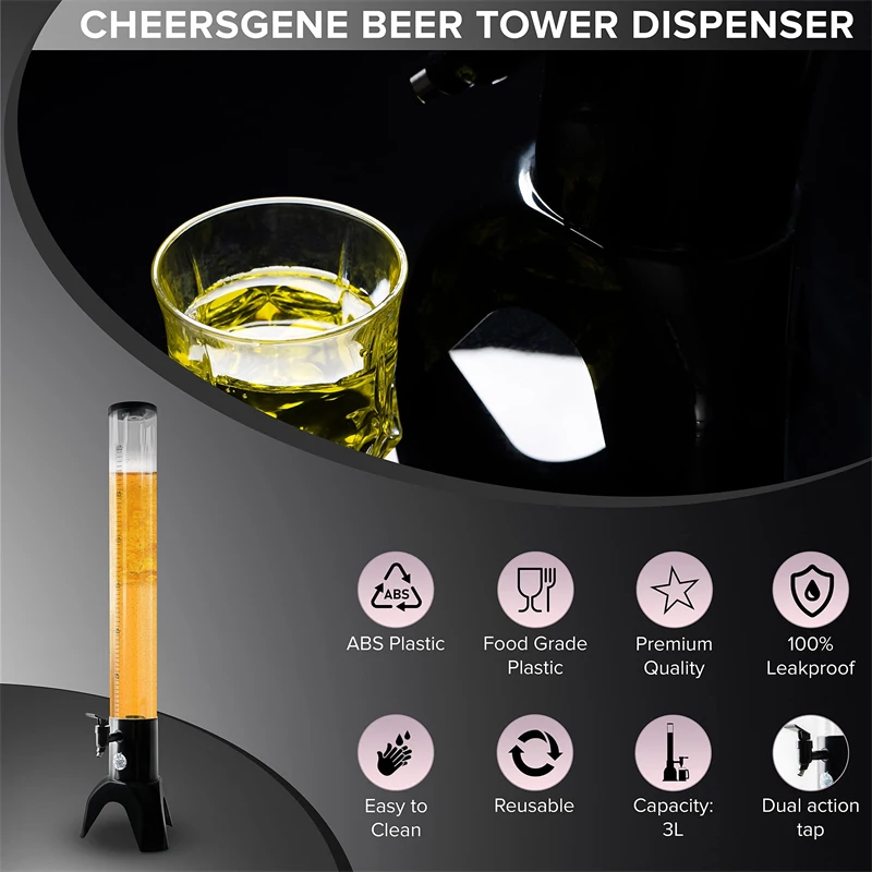 Bar Restaurant Led Lighted Plastic Draft Beverage Juice Beer Tower ...