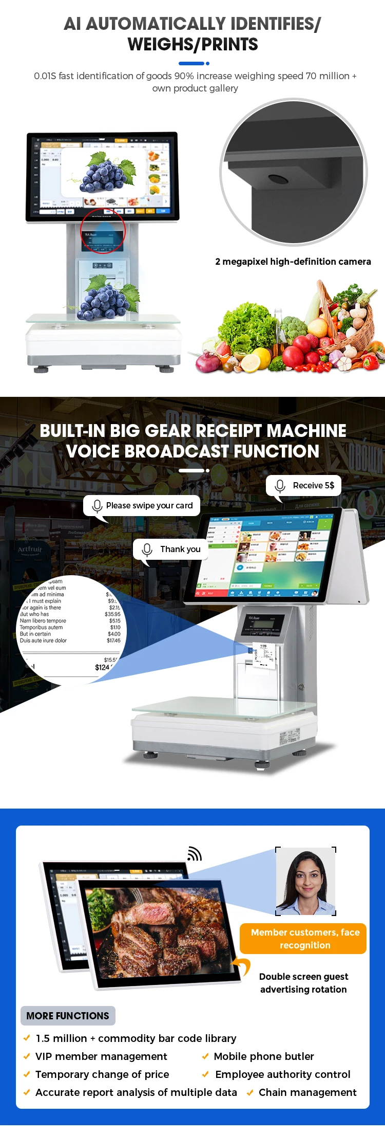 All In One Pos Scale Windows Pos Scale Rs232 Interface Pos System Scale ...