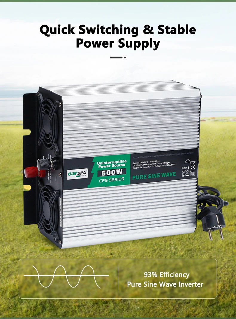 CPS600 Power Inverter with Charger - Reliable 600W Pure Sine Wave