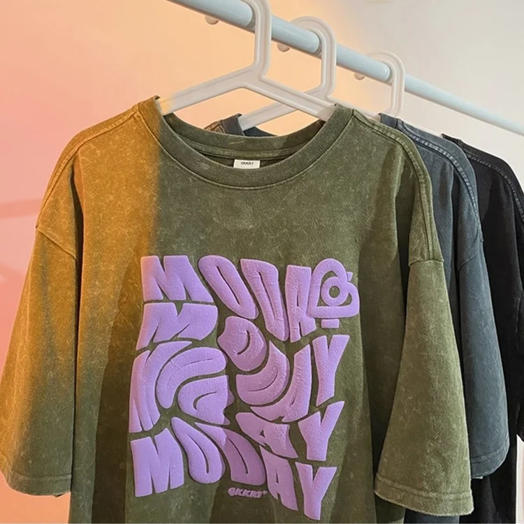 Wholesale Custom 3D Puff Print T Shirts - Distressed Style