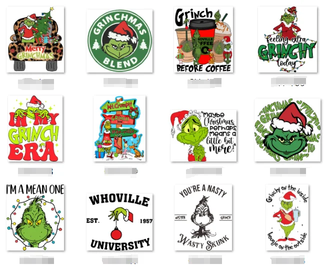 Wholesale Custom Grinch Dtf Heat Transfers Merry Christmas Designs Dtf ...