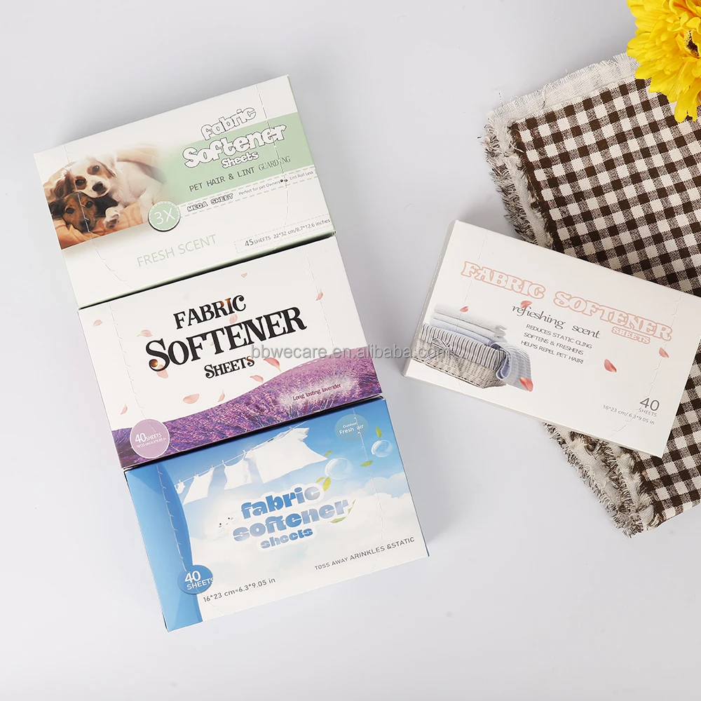 Custom Packaging&scents Clothing Softener Sheets Laundry Dryer Sheet ...