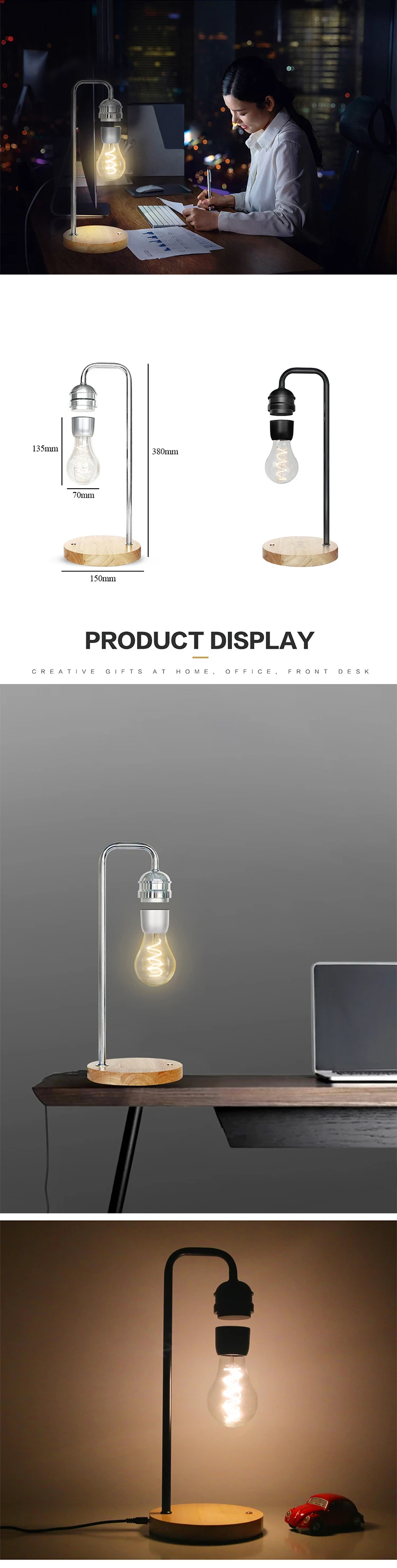 Wooden Base Maglev Table Lamps,Magnetic Levitating Led Light Bulb ...