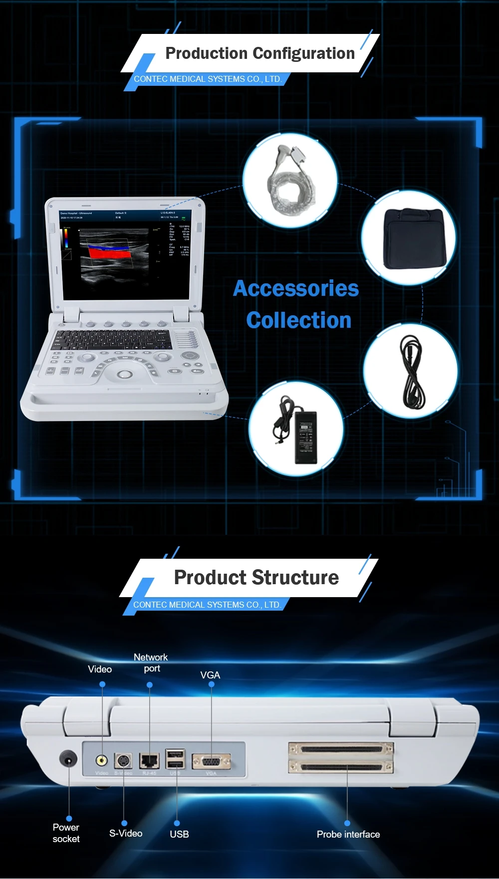 CONTEC CMS1700A Colour Doppler Cardiac Ultrasound Scanner