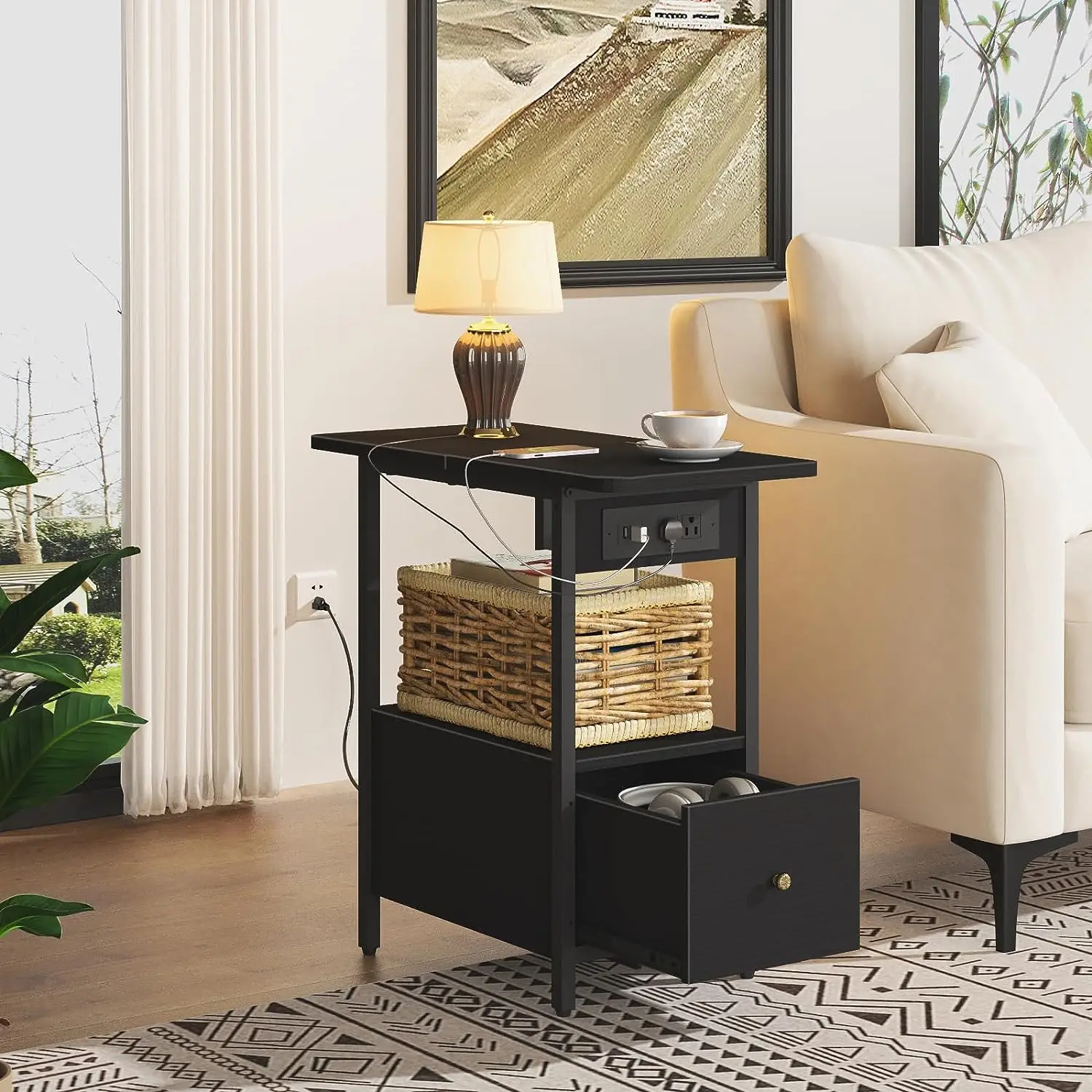 Nightstand,Small Bedside Tables With Two Separate Panels,End Tables ...