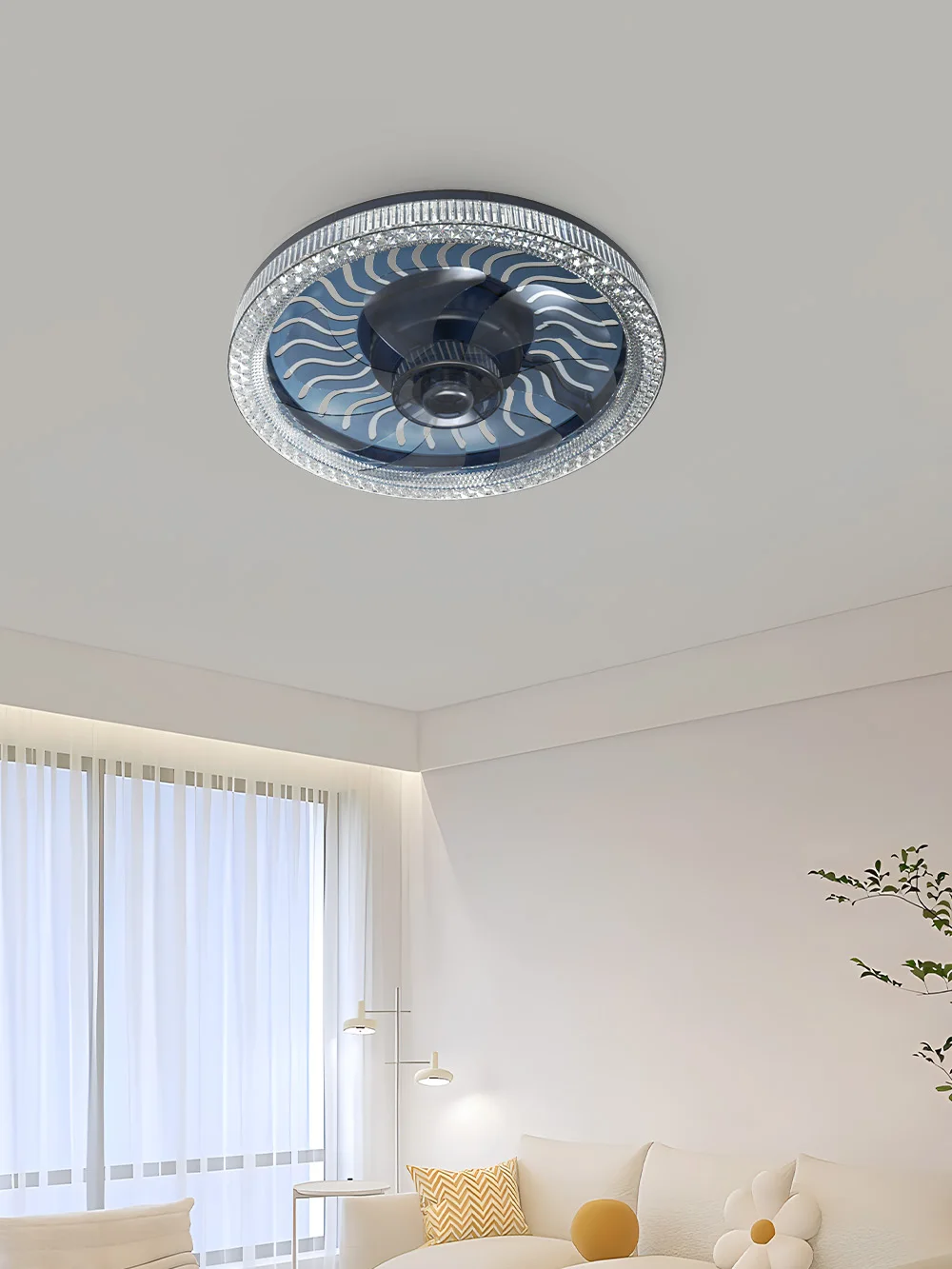 Led Fan Lamp Living Room Bedroom Low Noise Modern Style Power 34w Use ...