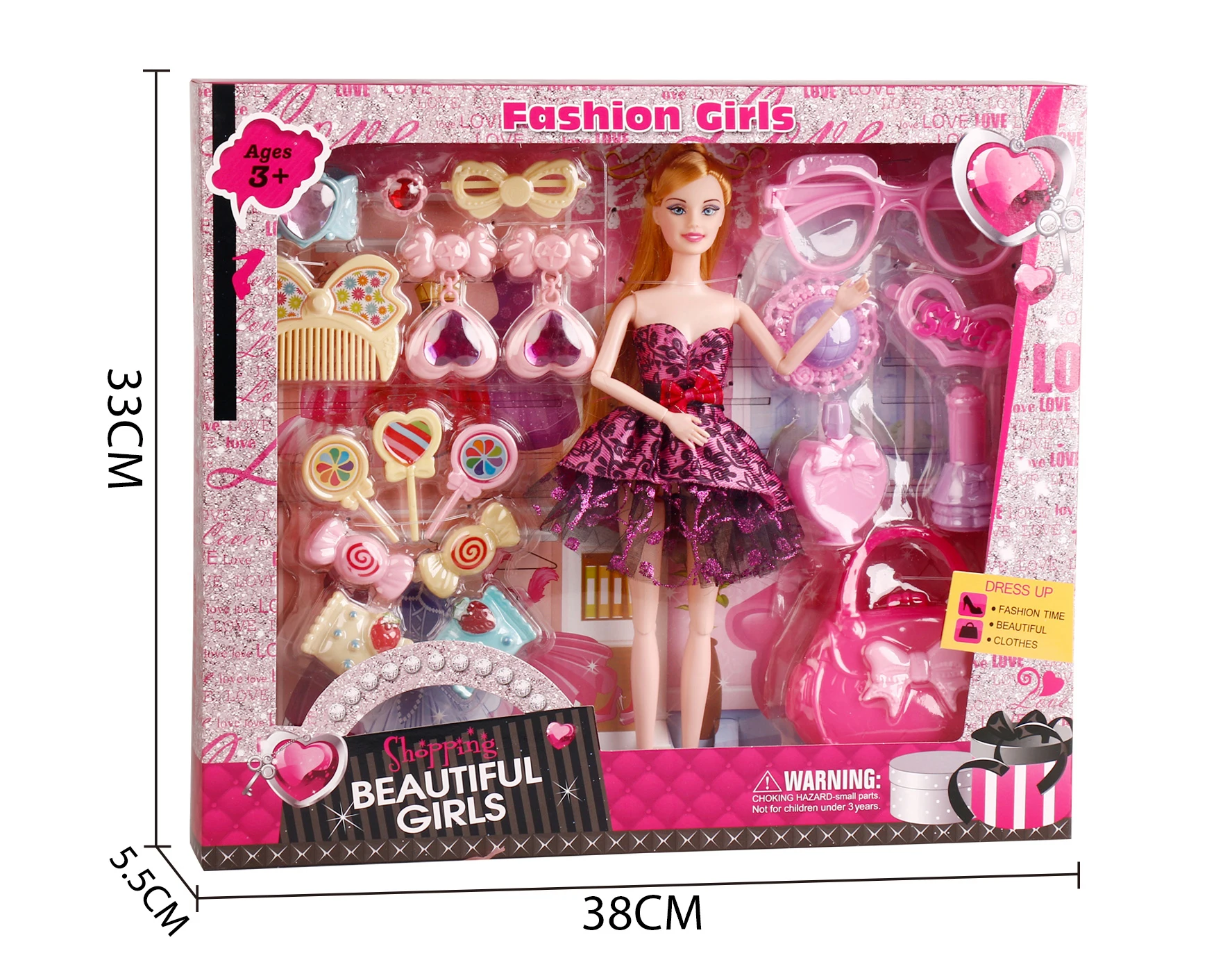Interesting Plastic Play Set Fashion Doll Toys with Colorful Accessories