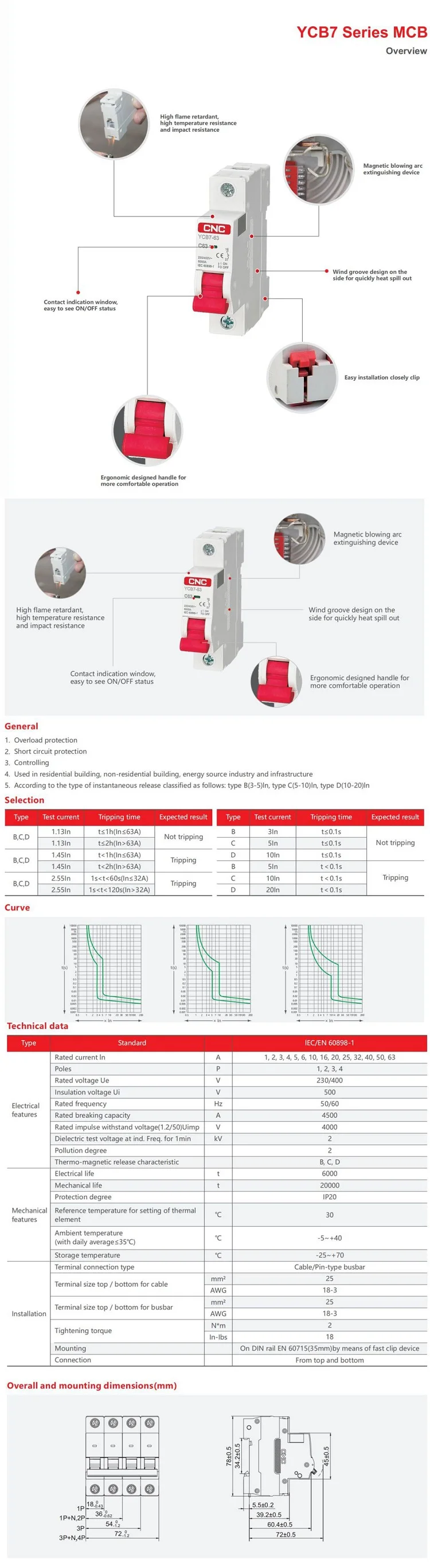 YCB7-63 Series Mcbs - Reliable Protection for Your Circuit