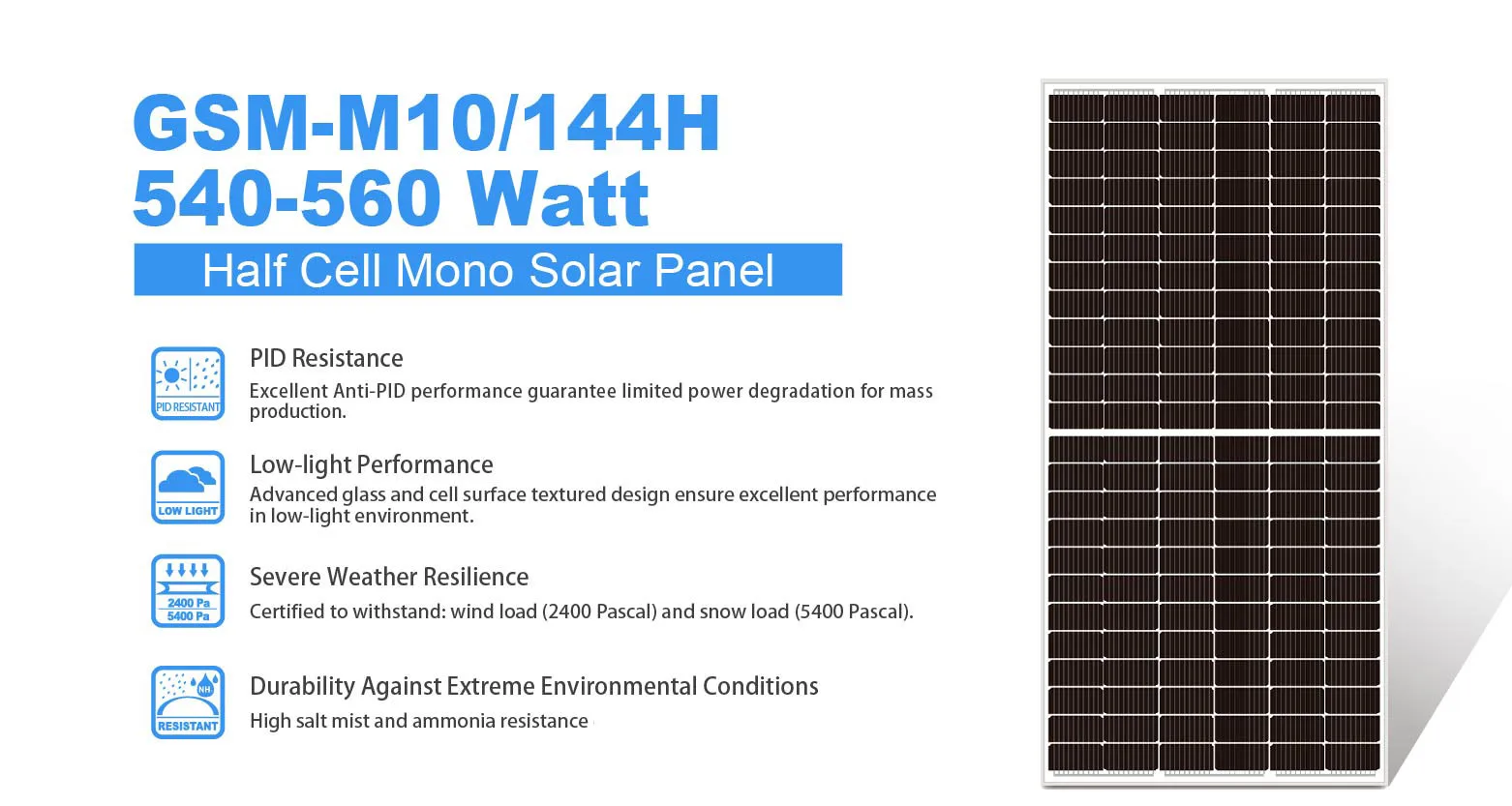 Greensun Monofacial Pv Solar Cell 540w 550w 560w Half Cell Solar Panels Solar Photovoltaic Pv ...