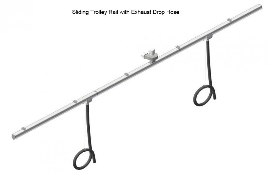 Sliding Trolley Vehicle Exhaust Hose Reel Drop Hose Management Rail ...