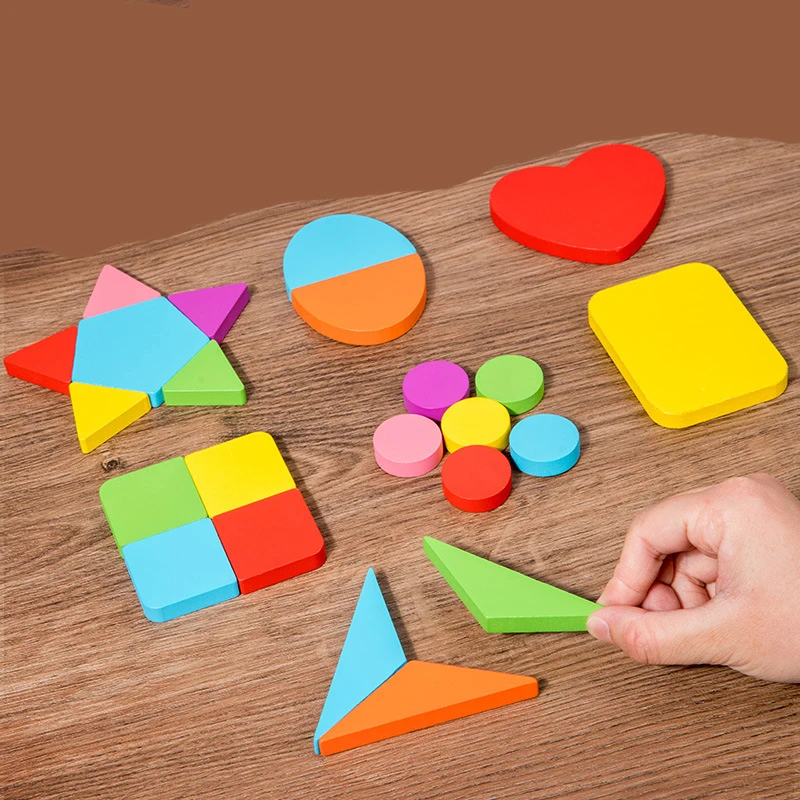 Wooden Geometric Shapes Puzzle Wooden Rainbow Shape Board Shape ...