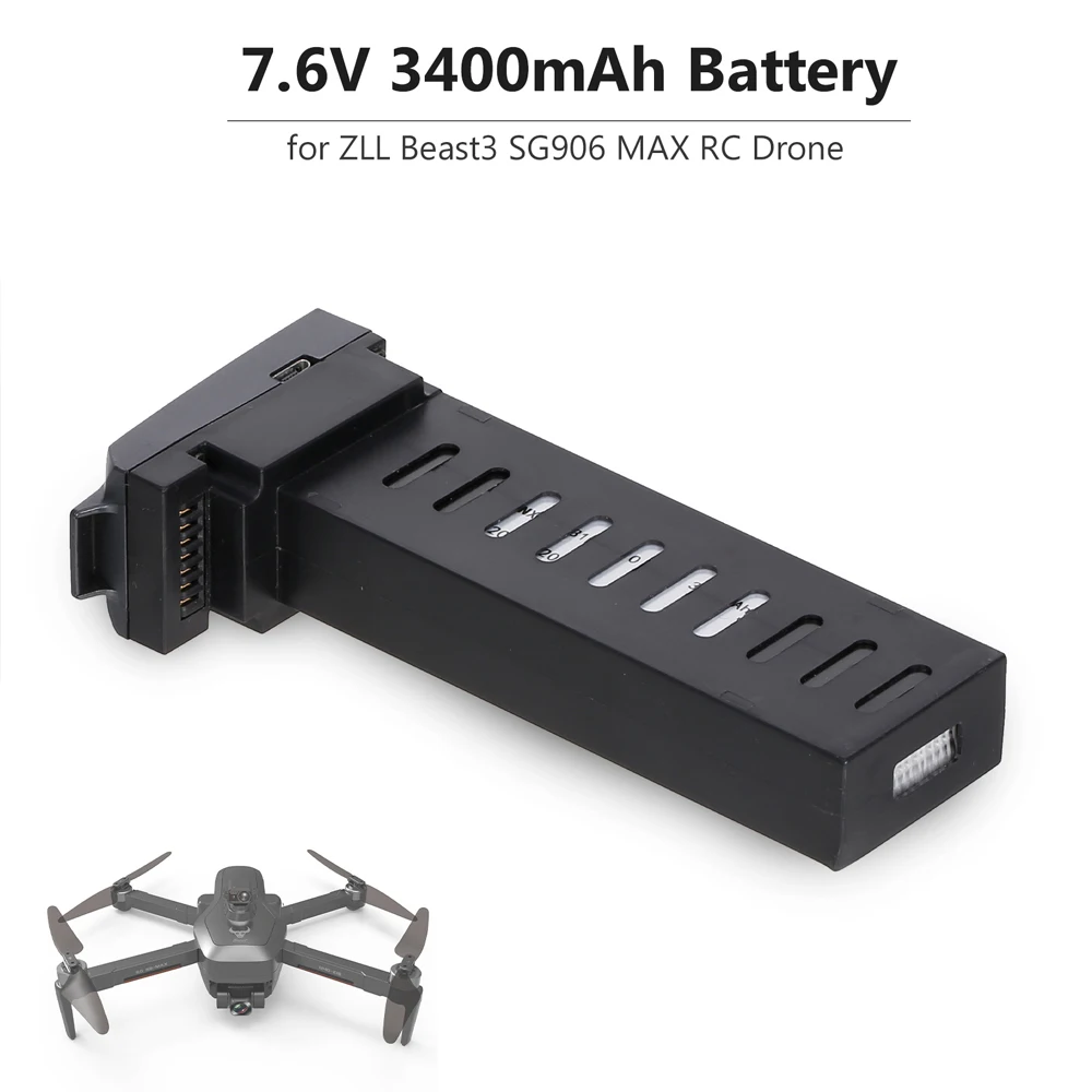Battery for ZLL Beast3 SG906 PRO MAX Drone - 7.6V 3400mAh LiPo Lithium ...