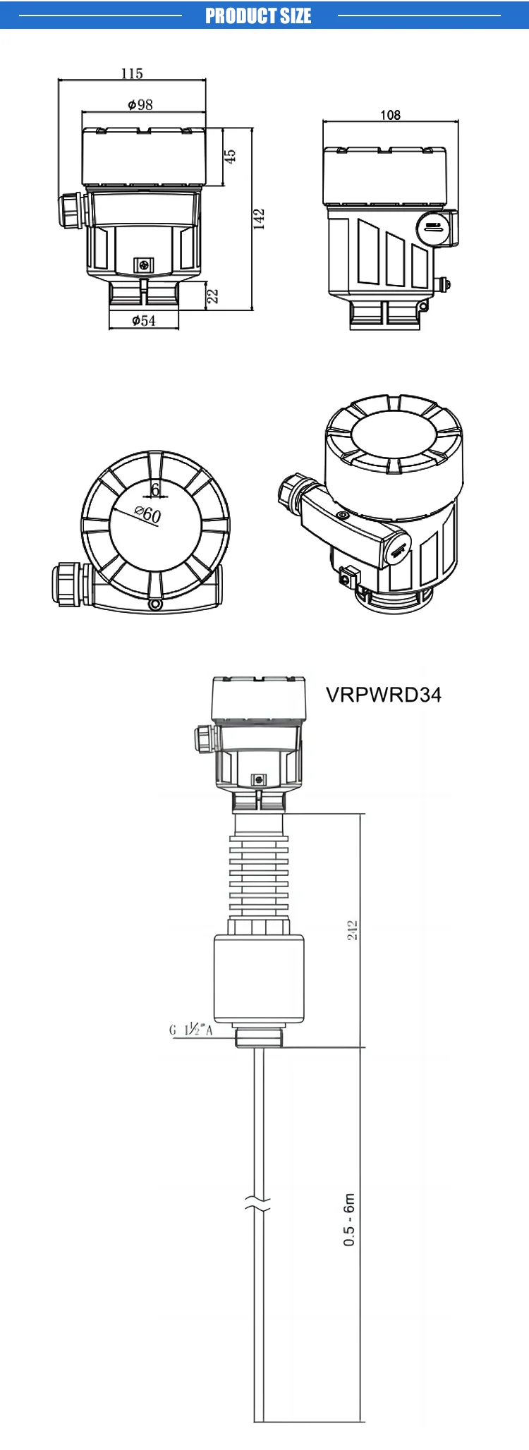 Ceramic Sensor Guided Wave radar Level Sensor for High Temperature High ...