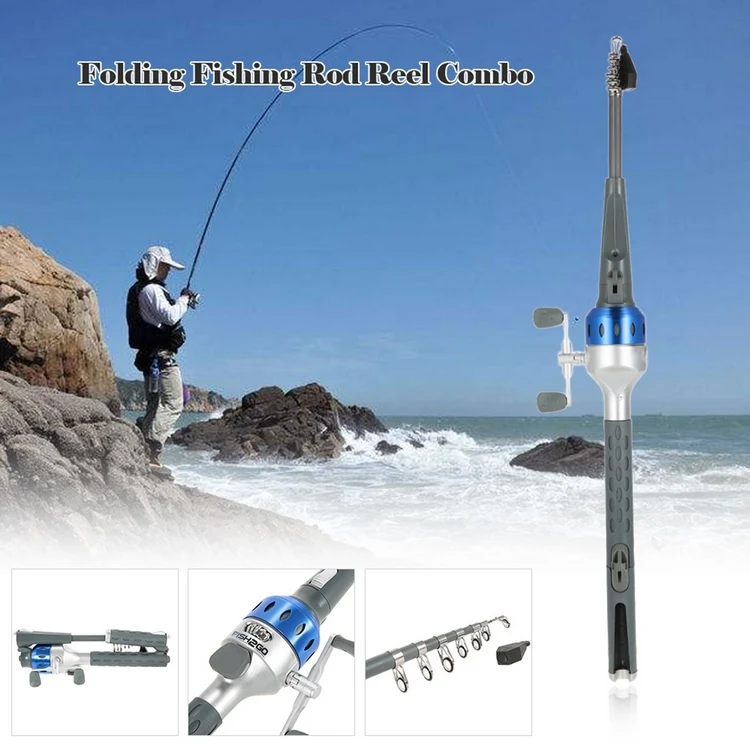 151cm Mini Folding Fishing Rod Foldable Telescopic Fighing Pole Fishing ...