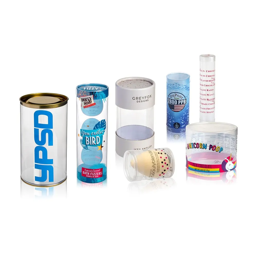 Customized Size Clear Plastic Cylinder Food Packaging