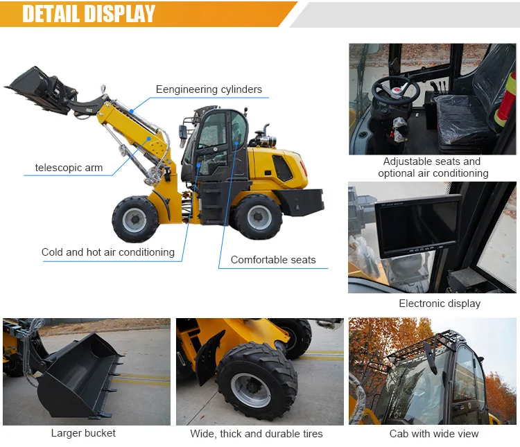 Mini Front Loader Wheel Drive Telescopic Loader Multifunctional Wheel ...