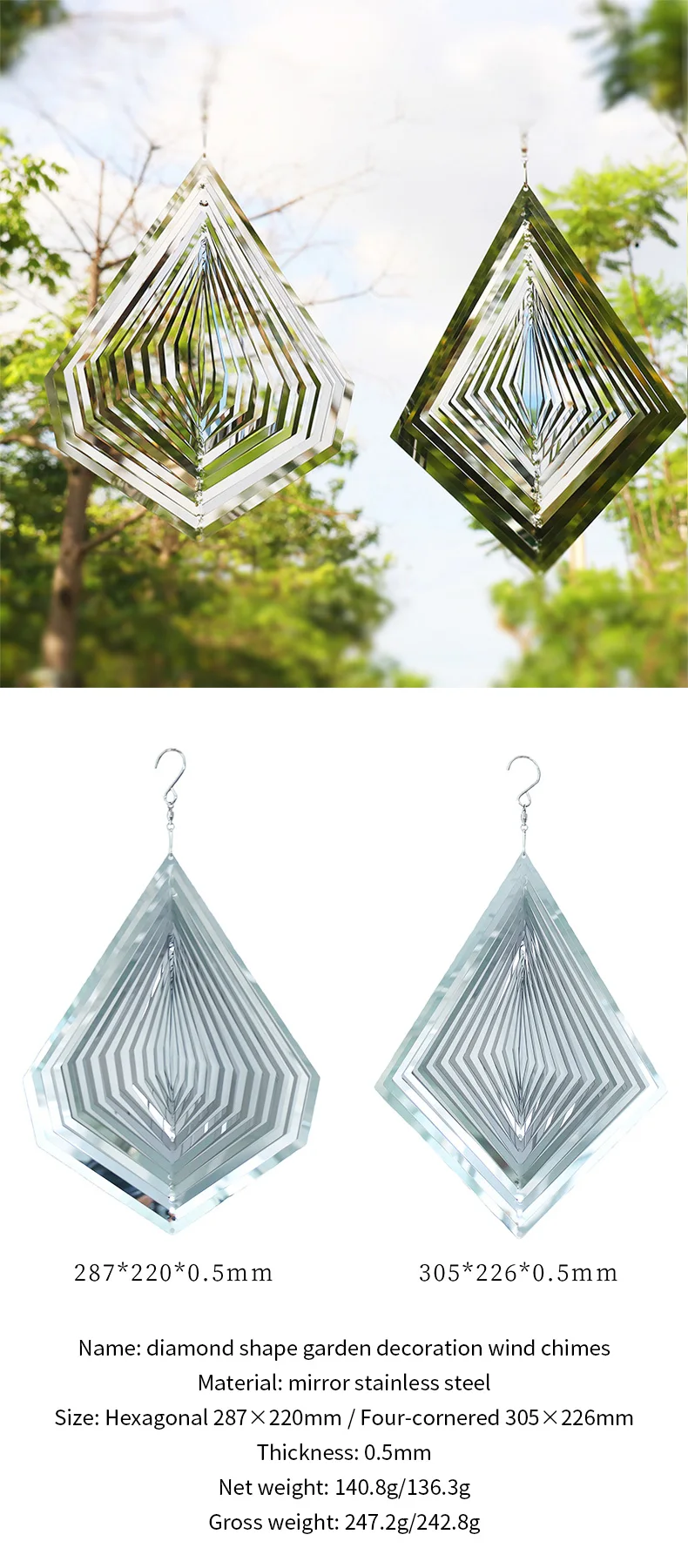 3d Wind Spinner Outdoor Metal Hanging Yard Garden Decor Gifts Stainless ...