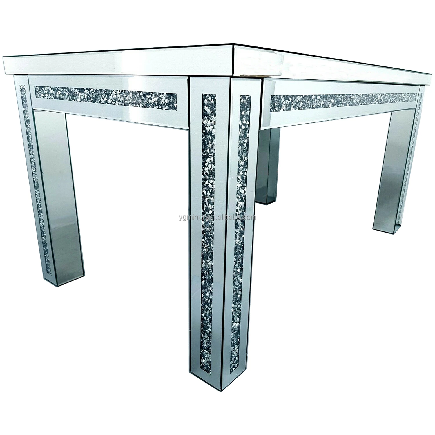Luxury Rectangular Crushed Diamond Crystal Mirrored Dining Room Table ...