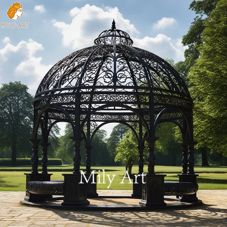 Outdoor Garden Large Metal Pavilion with Cast Iron Dome