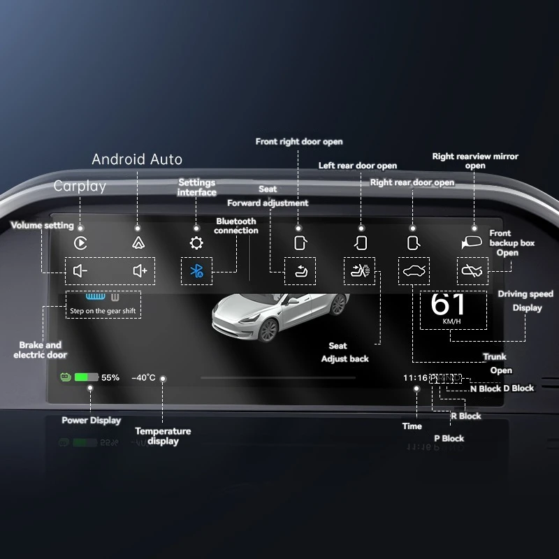 8.9'' Dashboard Display Instrument Cluster with Ambient Lighting for ...