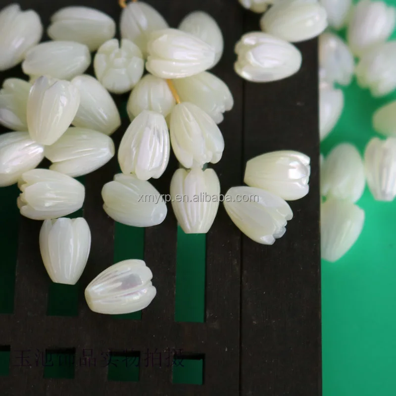 8mm 10mm Carved Hawaiian Shell Flower Charms Beads Natural Shell Mother ...