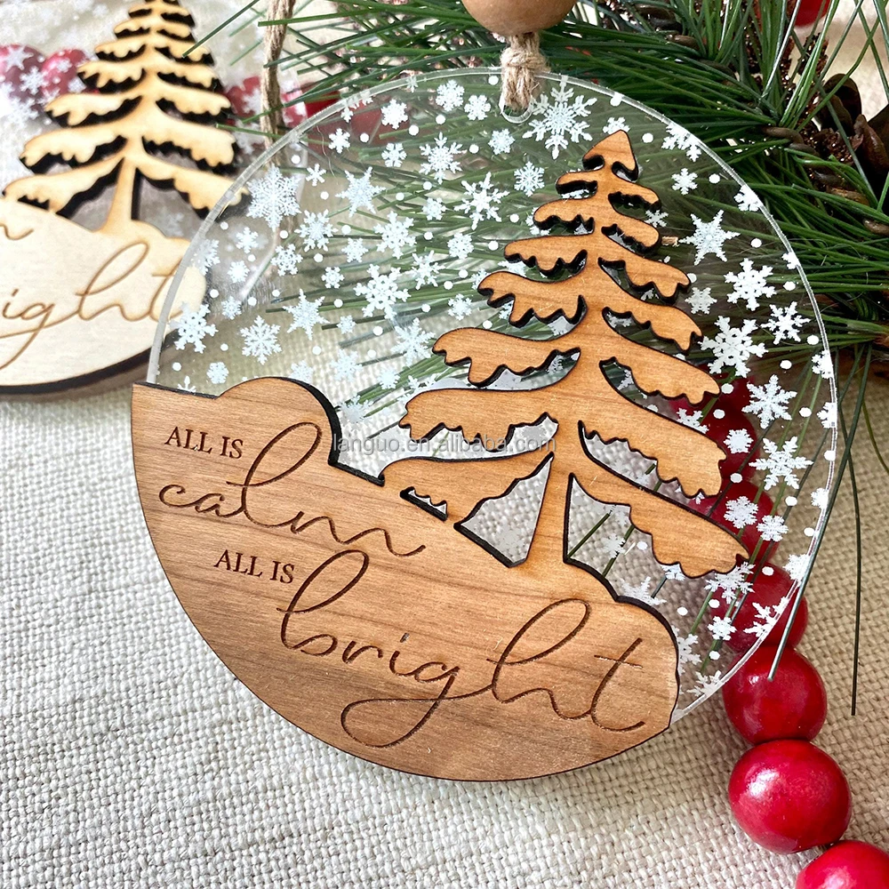 Personalized Acrylic Christmas Tree Ornaments - Clear & Customizable