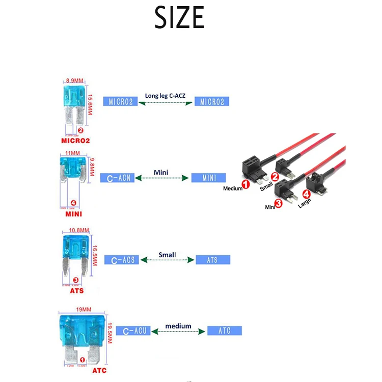 Mini Micro Standard Micro3 Micro2 Fuse Holder 15A 15AMP