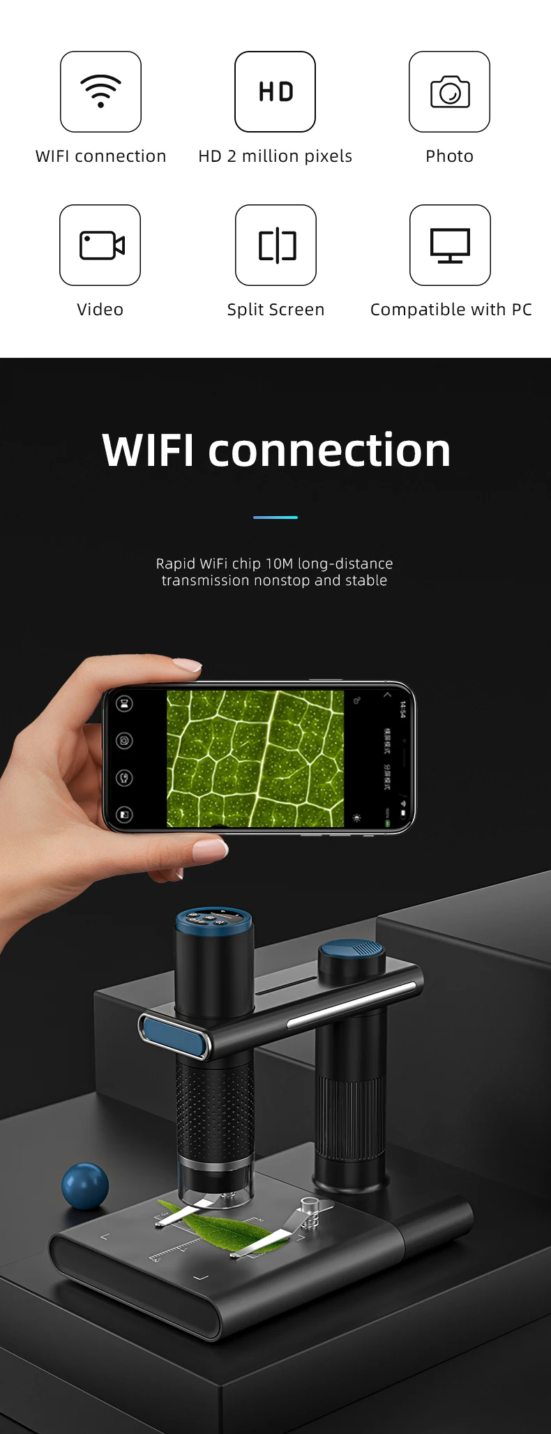 320 Wifi Microscope - 1000x Digital Measure Microscope HD