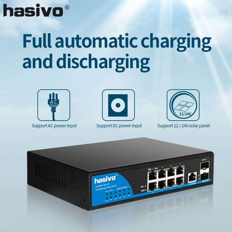 8 Port Managed UPS Switch with 2 Gigabit SFP Auto Charging