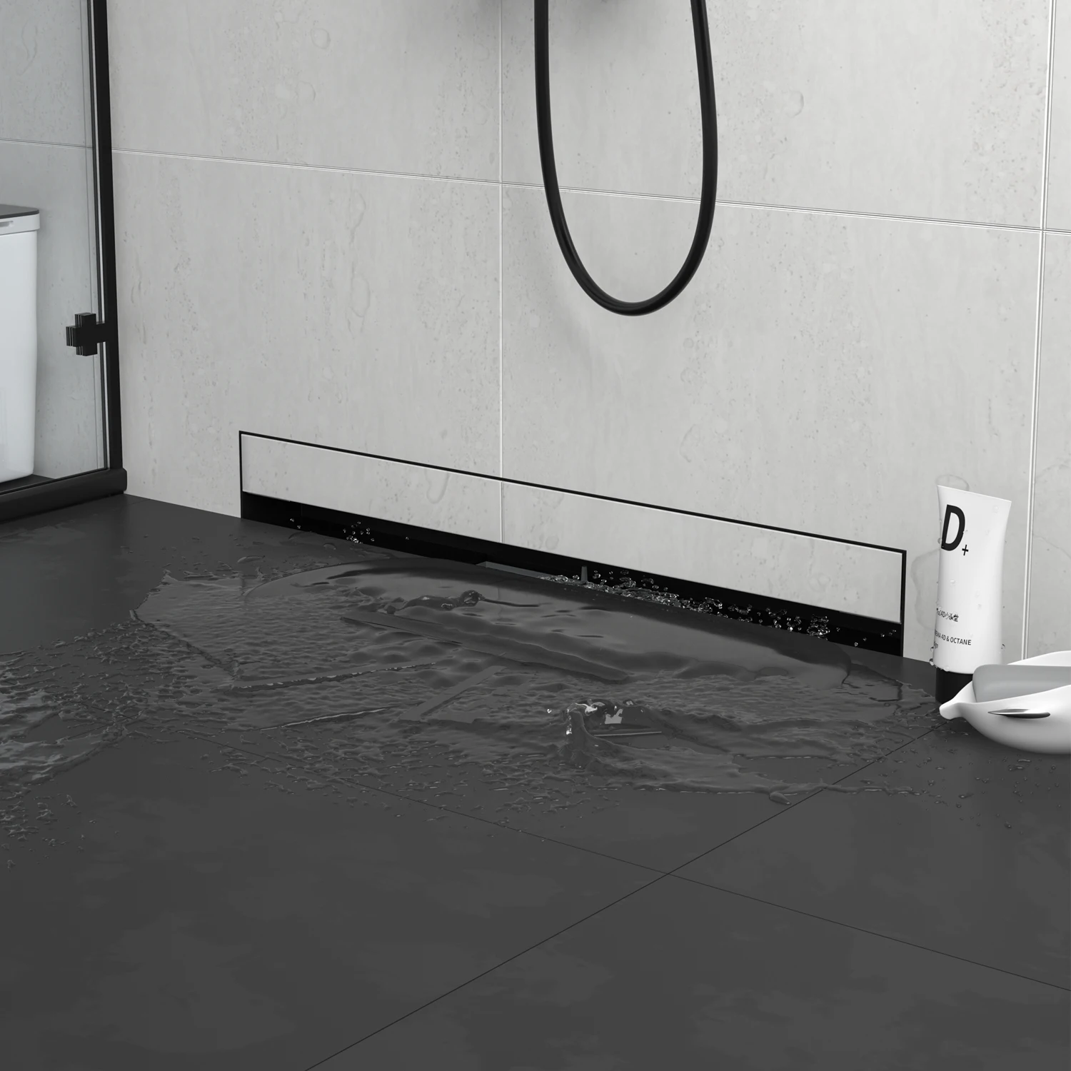New Black Wall Drain Horizontal Drainage SUS304 Bathroom Shower Floor ...