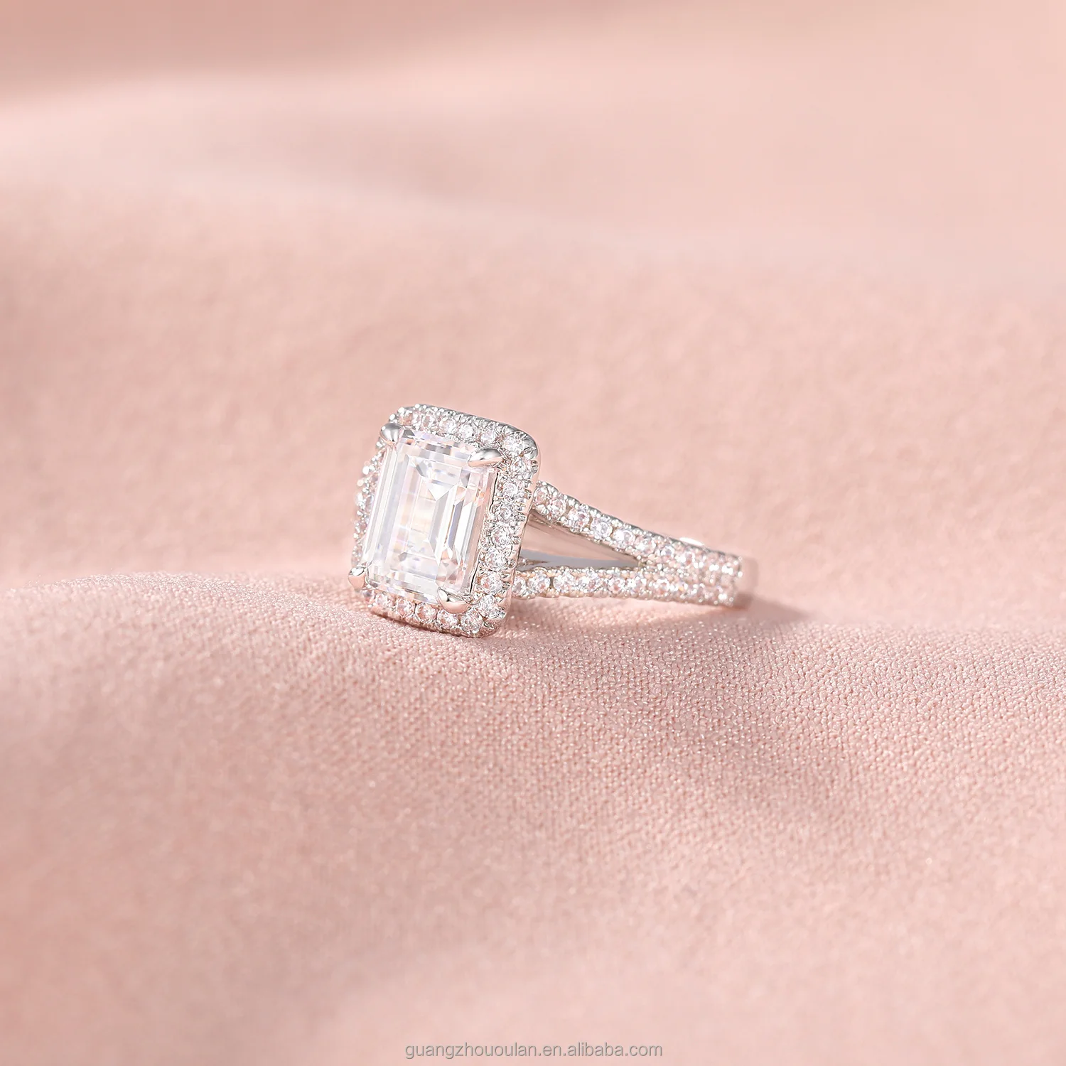 Somen 2ct Copper Ring Women Emerald Cut Cubic Zirconia Wedding Band ...