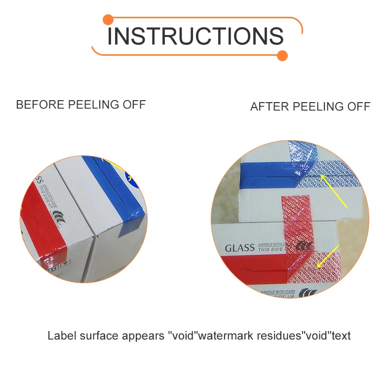 Custom High Quality Void Tamper Proof Self Sealing Warranty Security Tape For Box Sealing - Buy ...