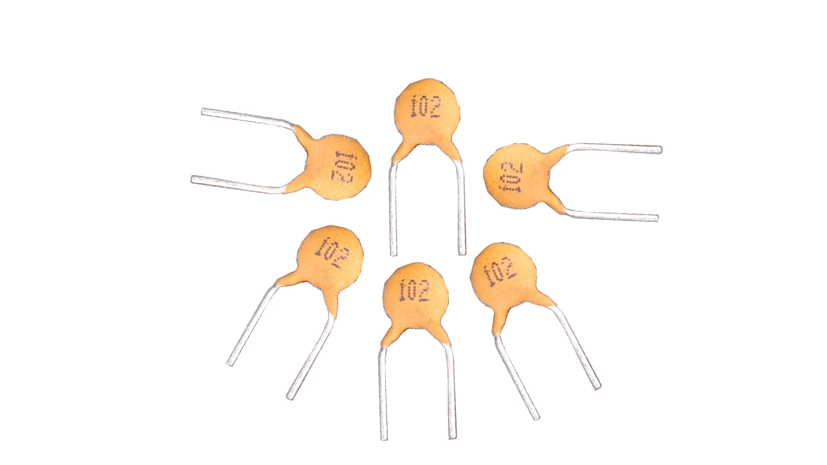 Yellow Colour Radial Lead Ceramic Capacitor 1000pf(102) 50v +-10% For ...
