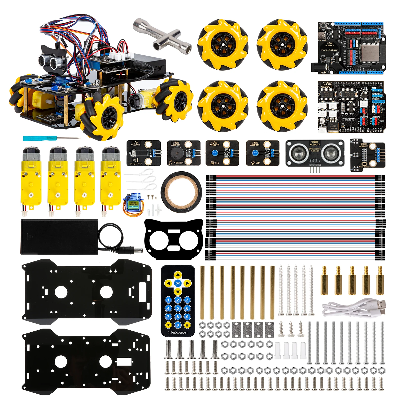 ACEBOTT ESP32 Programmable Robot Arm Car Kit for Arduino Smart Robot Car Set for Learning ...