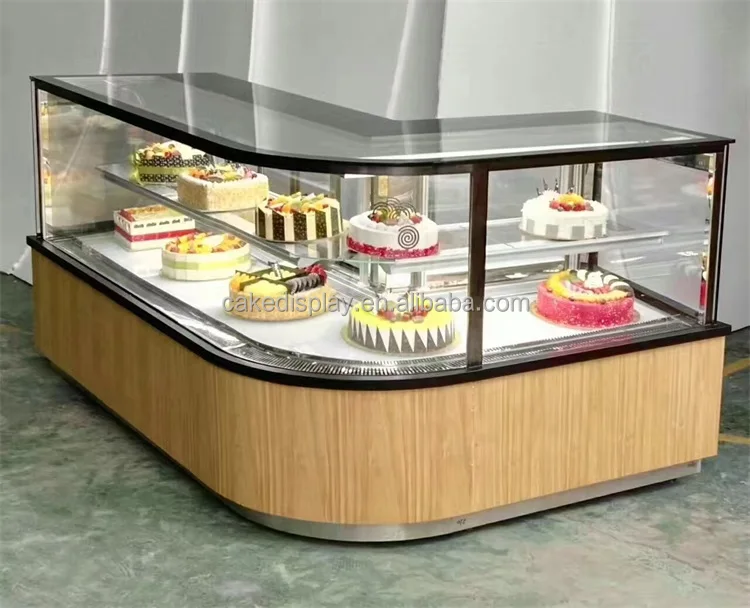L Shape Corner Glass Bakery Cake Display Cabinet Showcase Refrigerator ...