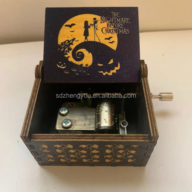 Color Printing Music Box Halloween Gift Wooden Music Box Nightmare ...