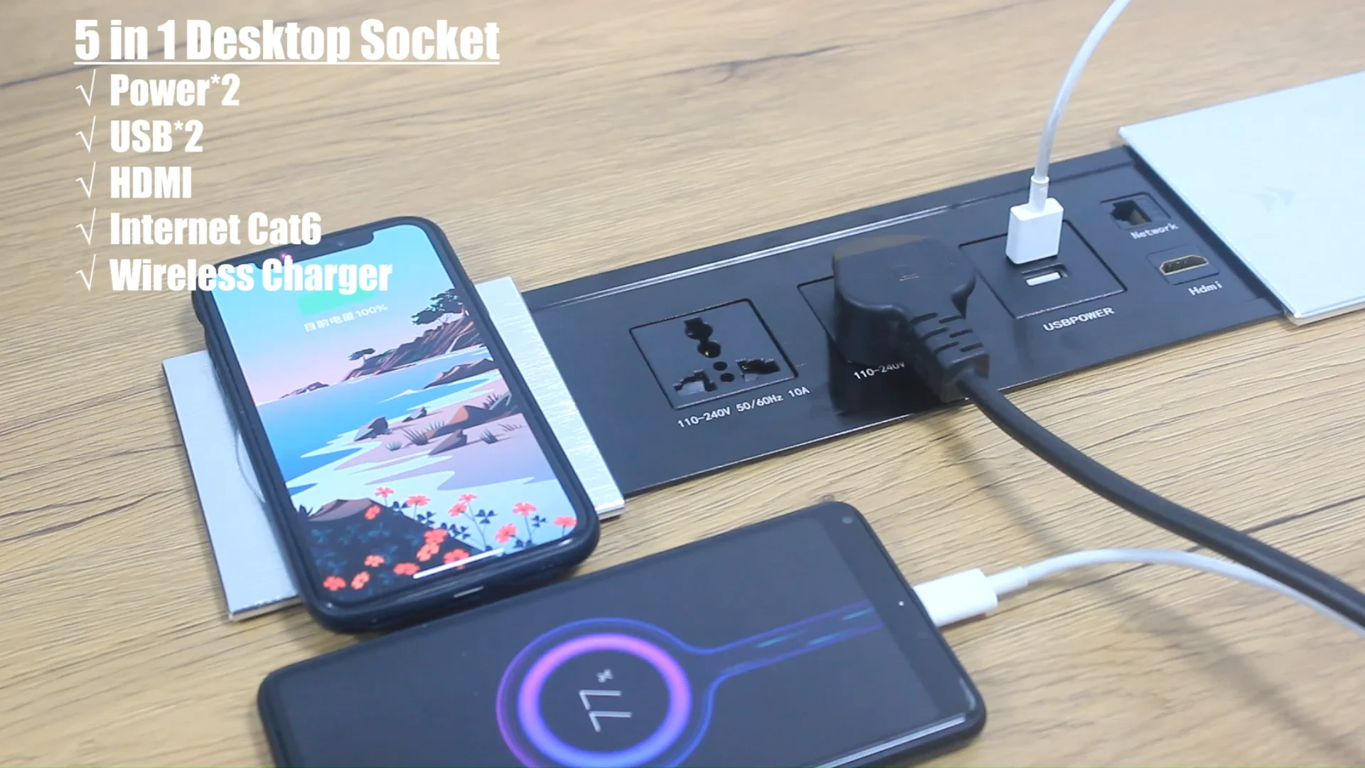 Sliding Cover Table Desk Desktop Tabletop Multimedia Socket Box Power ...