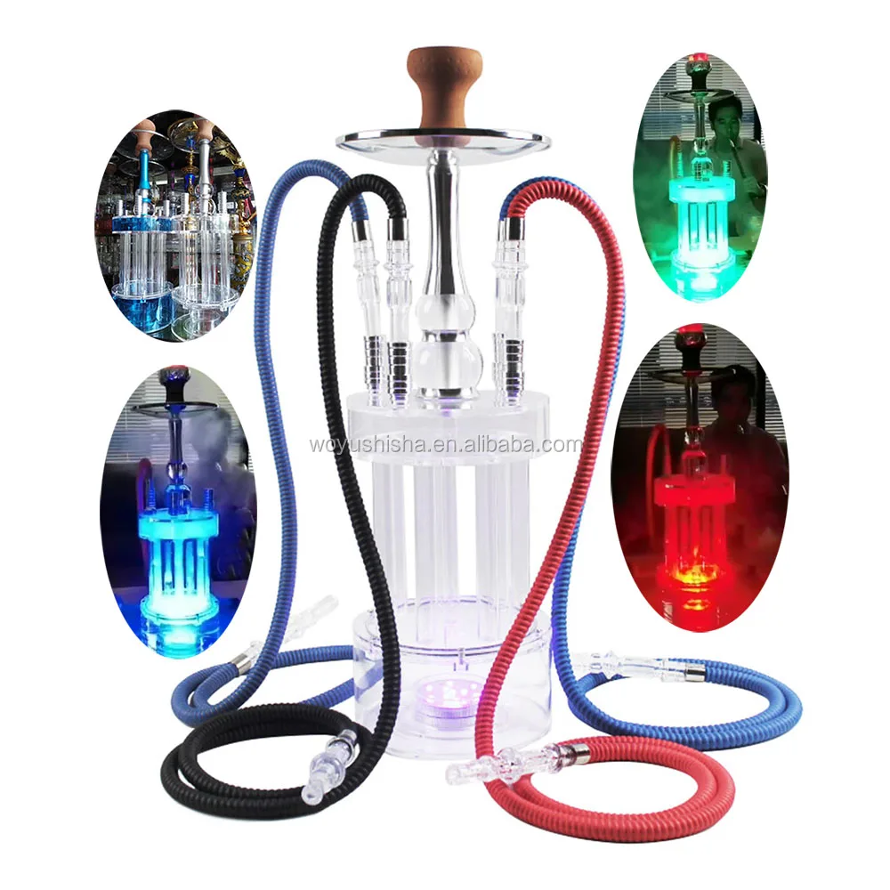 China Factory Smoke Pipe 4pipes Led Chicha Acrylic Hubbly Bubbly Shisha ...