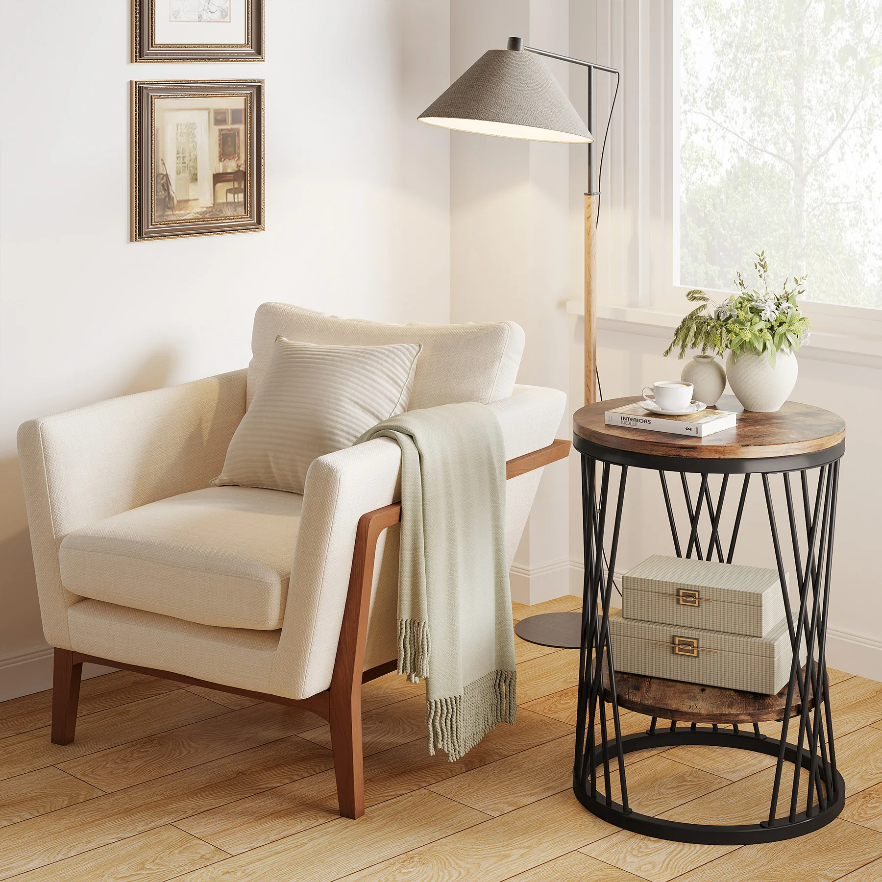 Tribesigns Bedside Table Modern Wooden Round Round Nesting Coffee Table ...