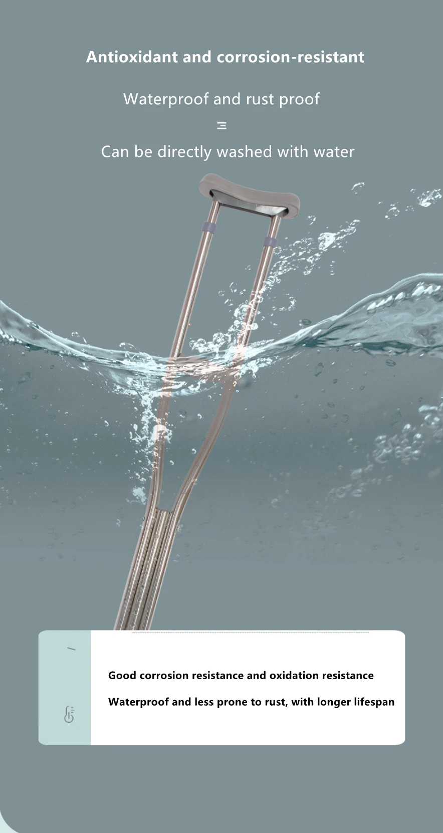 Aluminum Alloy Underarm Crutches Medical Portable Comfortable ...