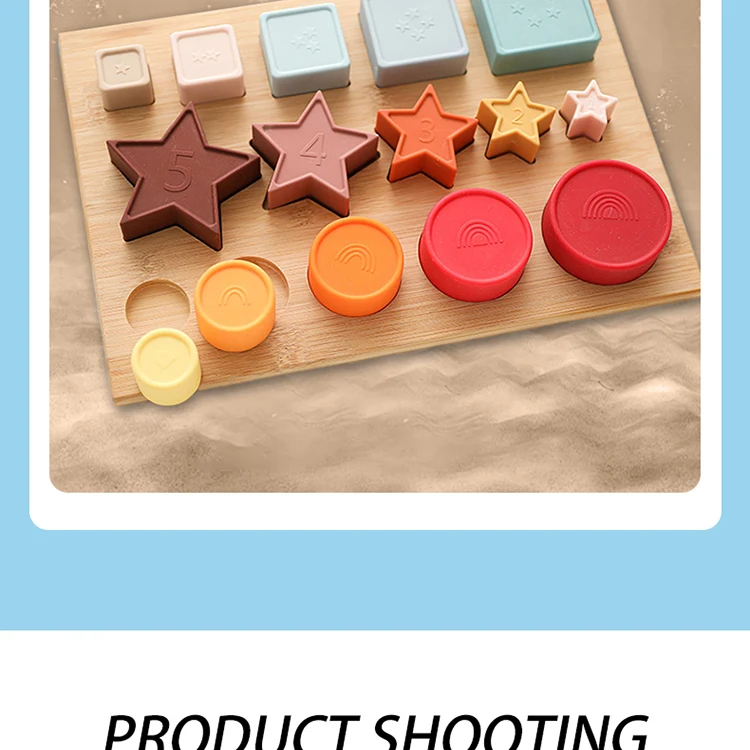 Food Grade Puzzle Silicone Stacking Building Block Baby Learning ...