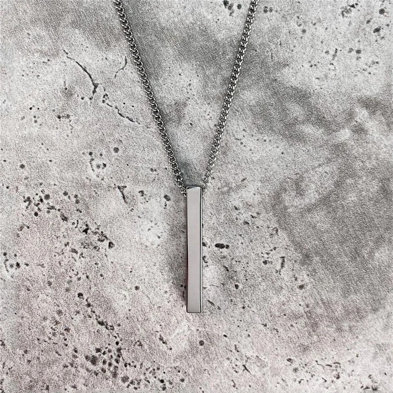 Men's Jewellery - Rectangle Pendant Necklace in Stainless Steel