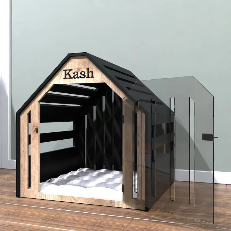 Modern Dog Crate Wood Dog House Pet Furniture Modern Cute Pet Kennel ...