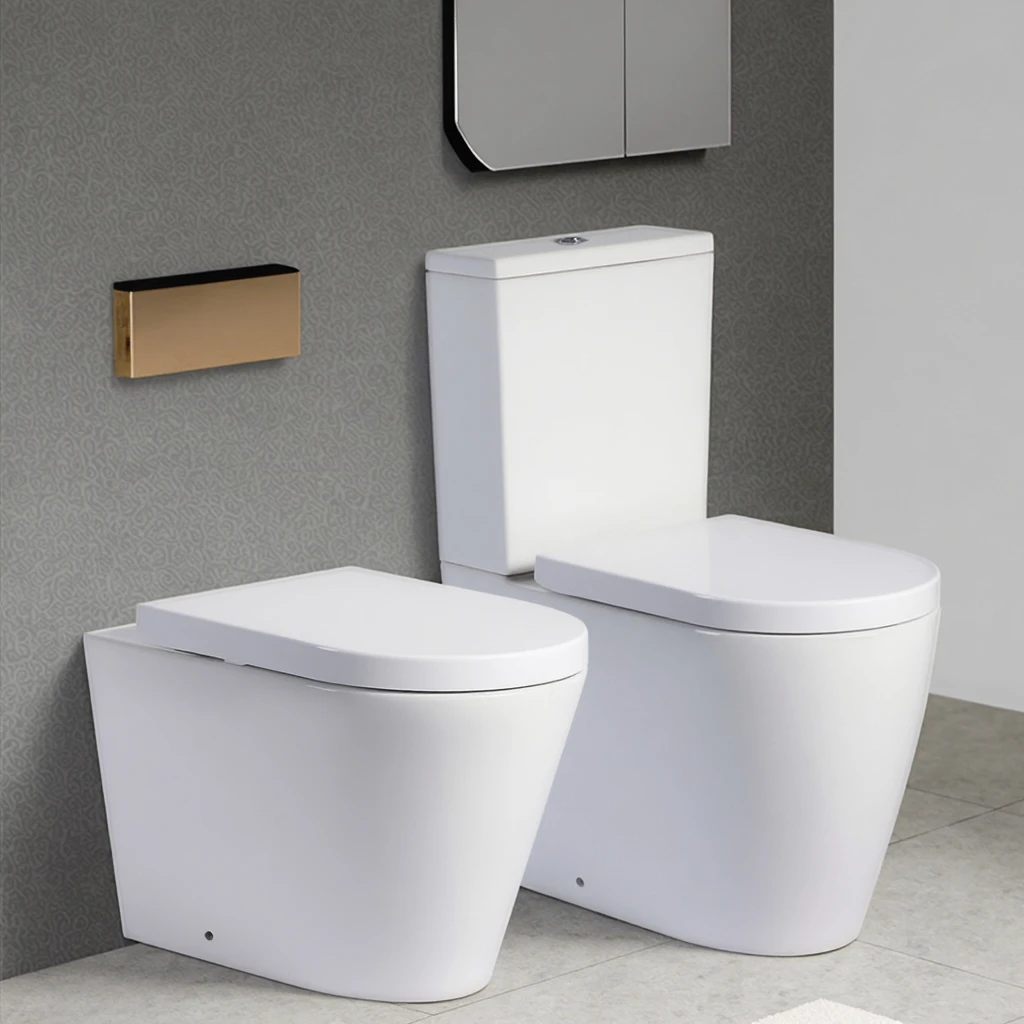 Modern Dual Flush Elongated Two Piece Bathroom Porcelain Toilet WC ...