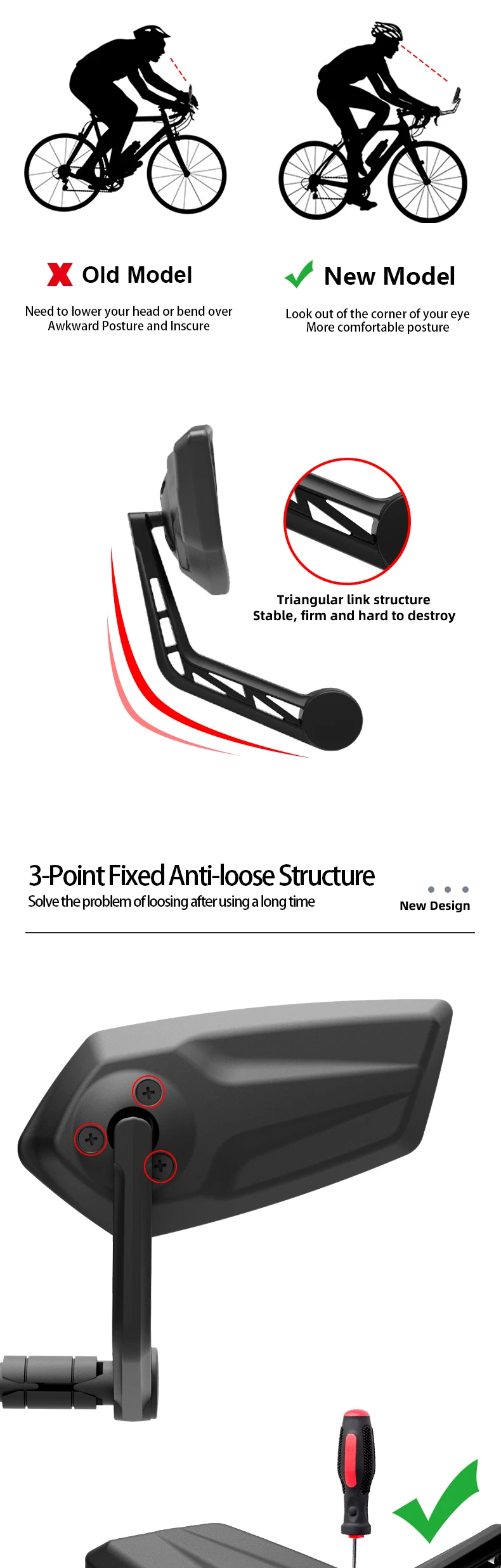 Easydo New Upgrade Rear View Bicycle Handlebar Back Side Mirrors - Buy ...