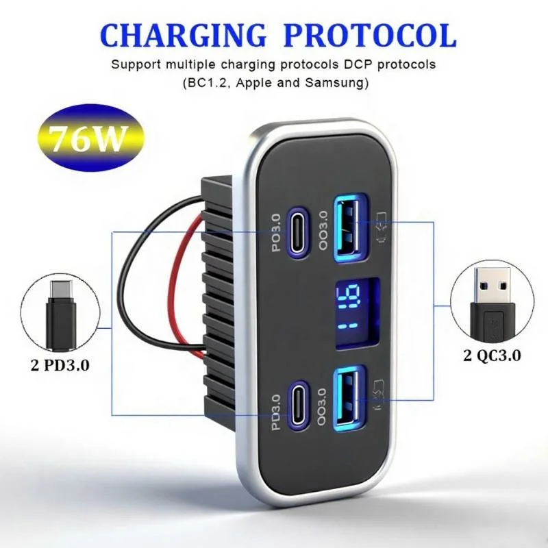 Campervan Bus 12V 24V Fast Charging 4 Port Qc 3.0 Dual Usb a Pd3.0 Dual ...