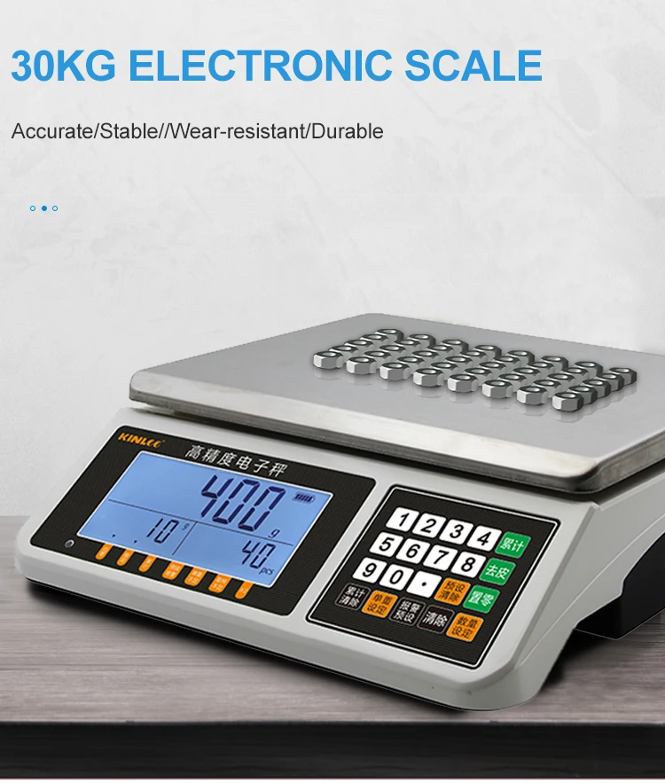 30kg High Precision Digital Weighing Scale Supermarket Computing Electronic Counting Pricing ...
