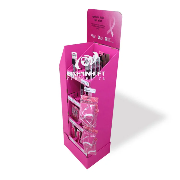 Recycled Cardboard Floor Standing Pen Display Rack with Hooks for ...