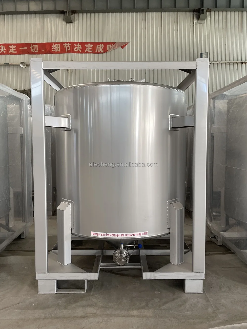 1000L SS304 Storage Tank Stainless Steel IBC Tote Tank Eccentric Bottom ...