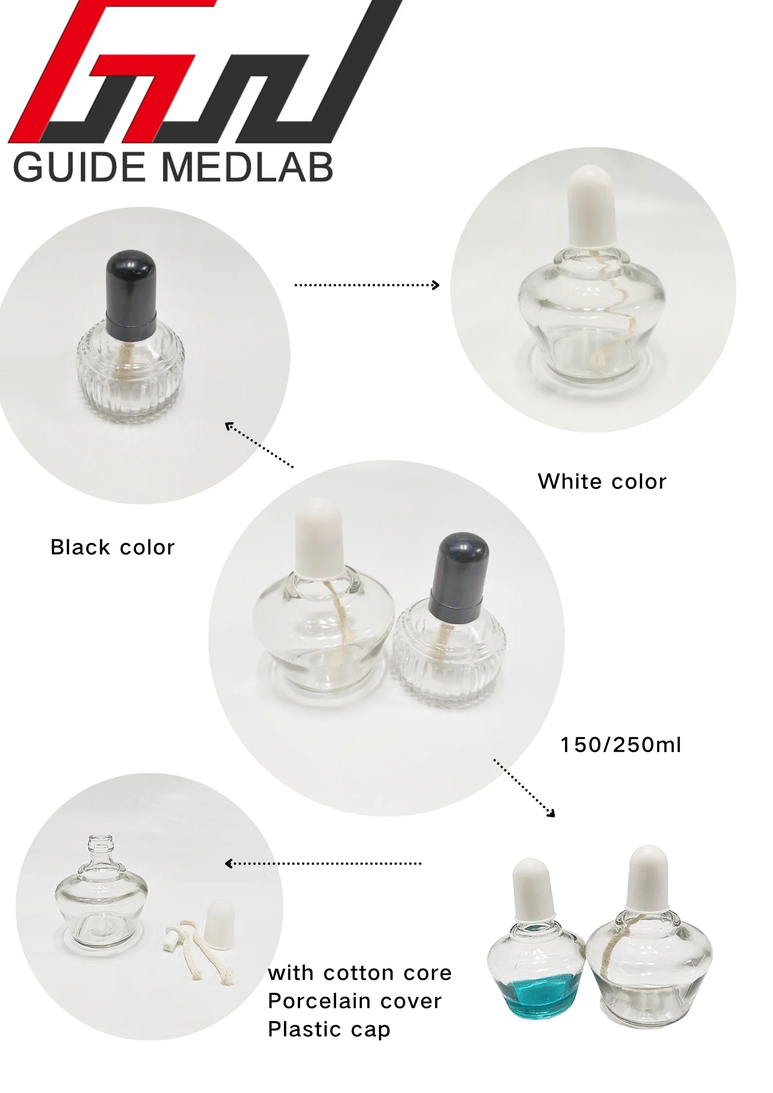 Portable Alcohol Lamp with Black Plastic Lid for Lab Heating